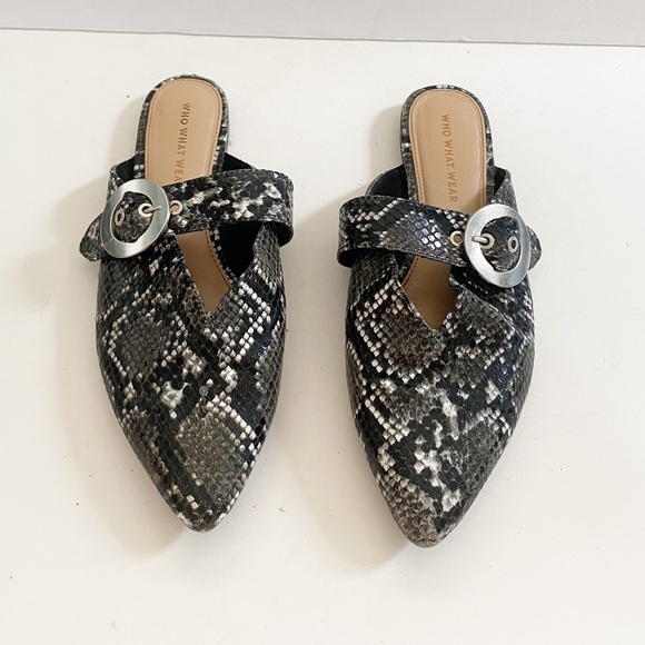 Who What Wear | Shoes | Who What Wear Black And Gray Snakeskin Mules ...
